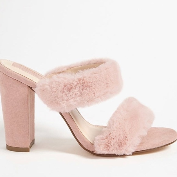 Shoes | Pink Faux Fur Mules | Poshmark